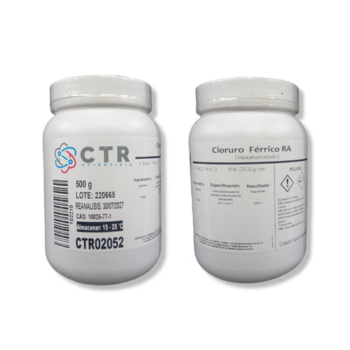 23047. CLORURO FERRICO HEXAHIDRATADO RA PLASTICO 500GR CTR – CTR Scientific