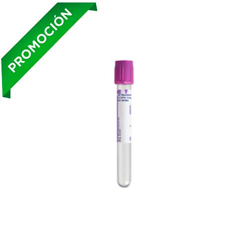 22975. TUBO VACUTAINER PLASTICO TAPON LILA (EDTA-K2) 6ML 13X100 CAJA C ...