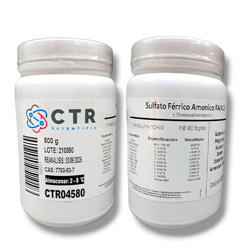 28579. SULFATO FERRICO AMONICO (DODECAHIDRATADO) RA ACS PLASTICO 500GR – CTR Scientific