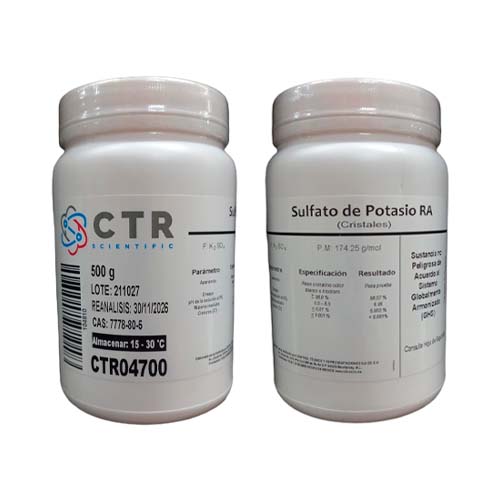 51867. SULFATO DE POTASIO RA PLASTICO 500GR - CTR – CTR Scientific