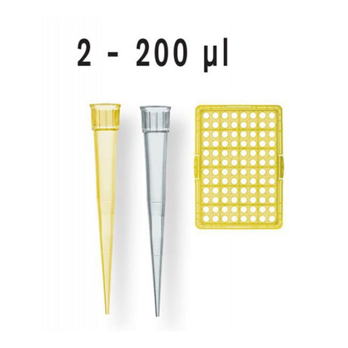 69. PUNTAS 200UL AMARILLAS NO ESTERIL CAJA C/5 RACKS C/96 - BRANDTECH ...