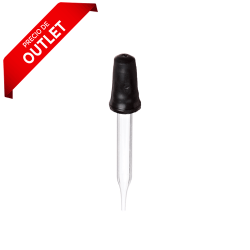 23839. GOTERO DE VIDRIO 2ML, LARGO 70MM, BULBO CONICO DE CAUCHO NEGRO ...